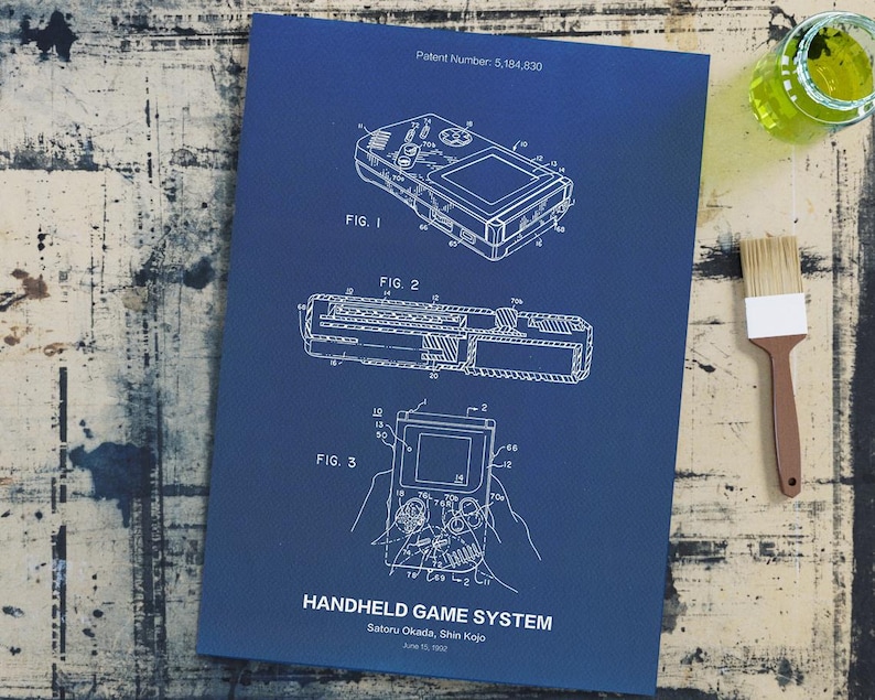 Game Boy Digital Printable Poster – 1992 Handheld Console Patent in ...