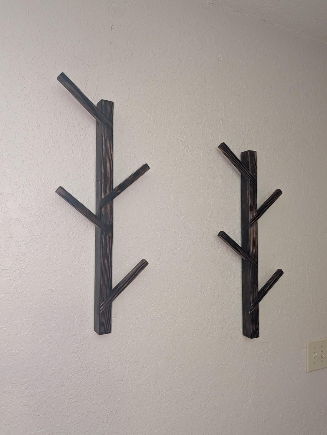 Wall Mounted Coat Tree Real Wood Floating Coat Rack - Etsy