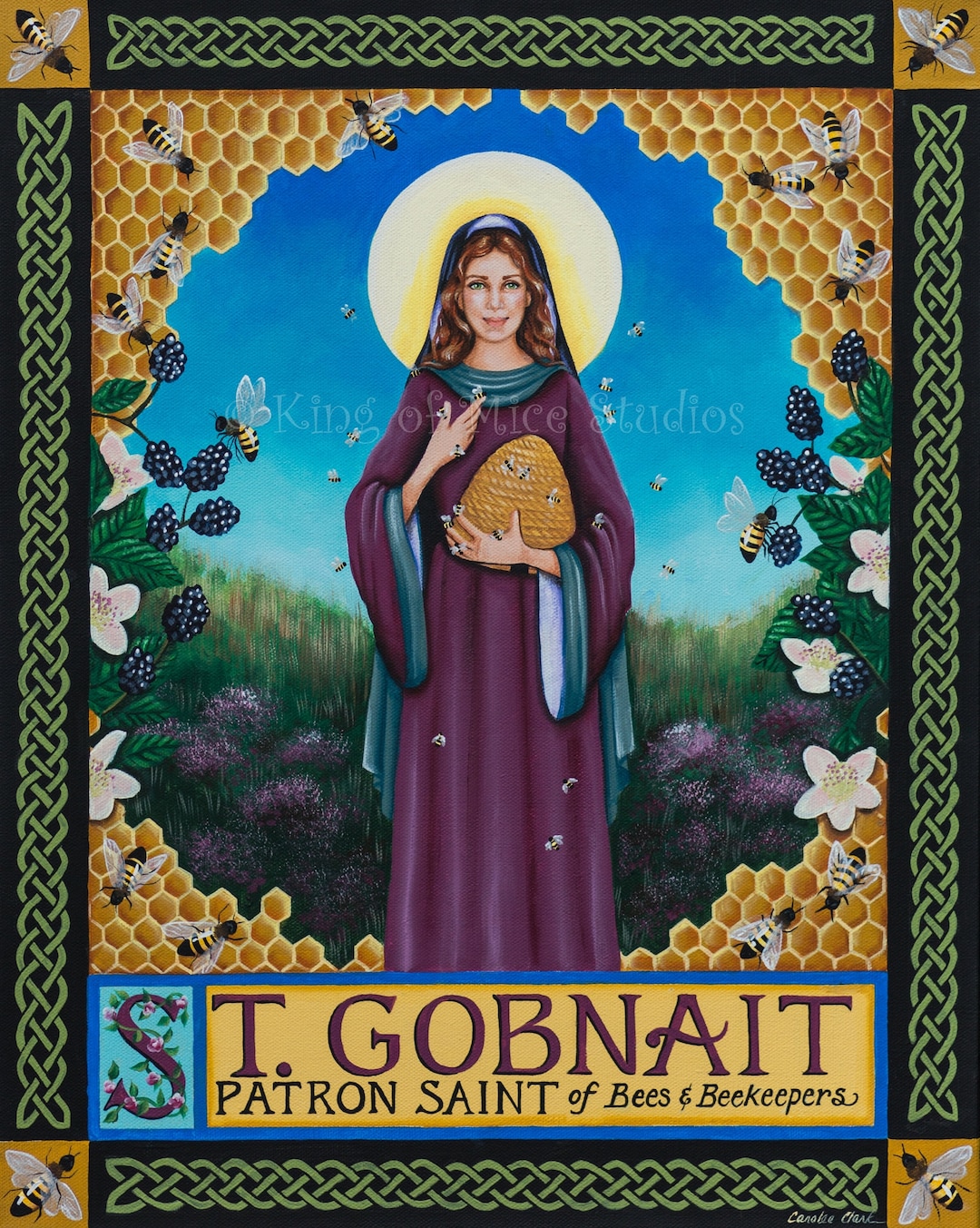 Saint Gobnait, Patron of Bees and Beekeepers - 16 X 20 Print of ...