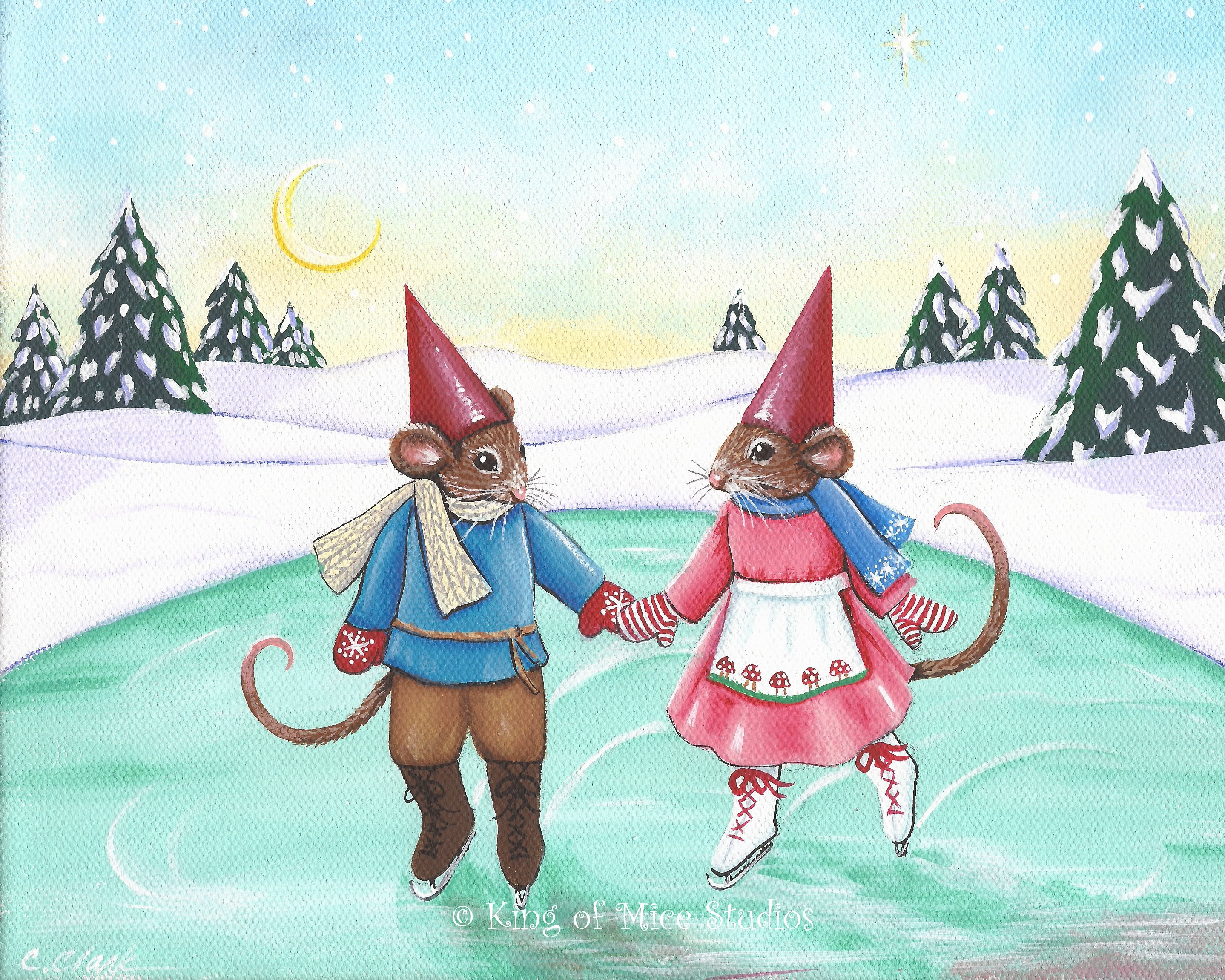 Mice Skating 8x10 Print of Original Acrylic Painting by | Etsy