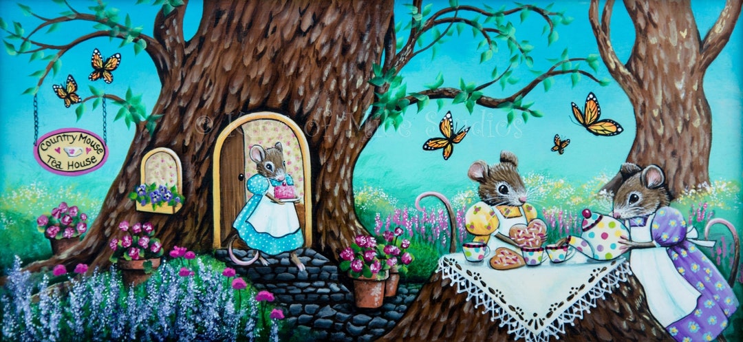 Country Mouse Tea House - 8 X 16 Print of Original Acrylic Painting by ...