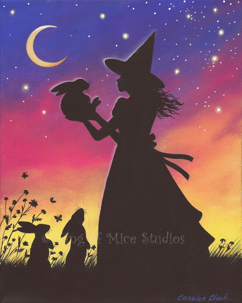 Springtime Magic #2, 8 X 10 Print of Original Acrylic Witch Painting by ...
