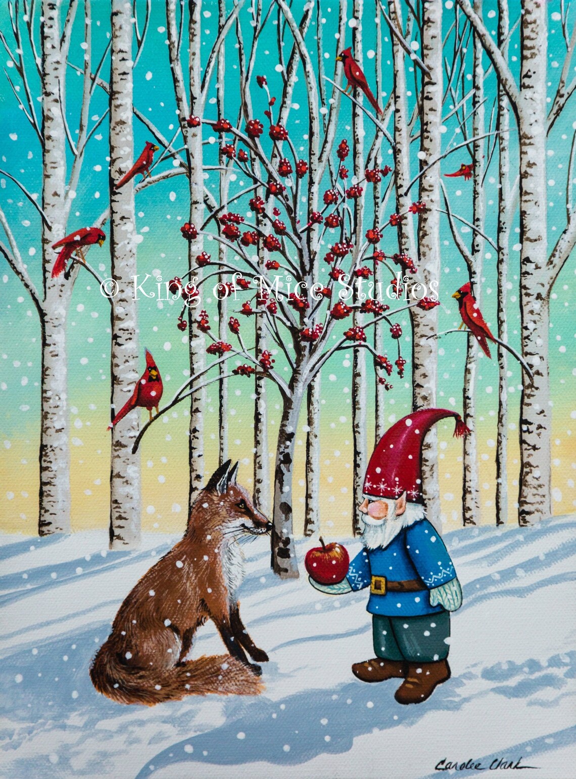 Season of Giving - Tomte and Fox 8 X 12 Print of Original Acrylic Gnome ...