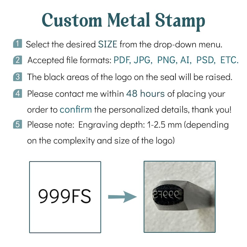 Custom Metal Punch Stamp, Metal Jewelry Stamp, Custom Die Tiny Metal ...