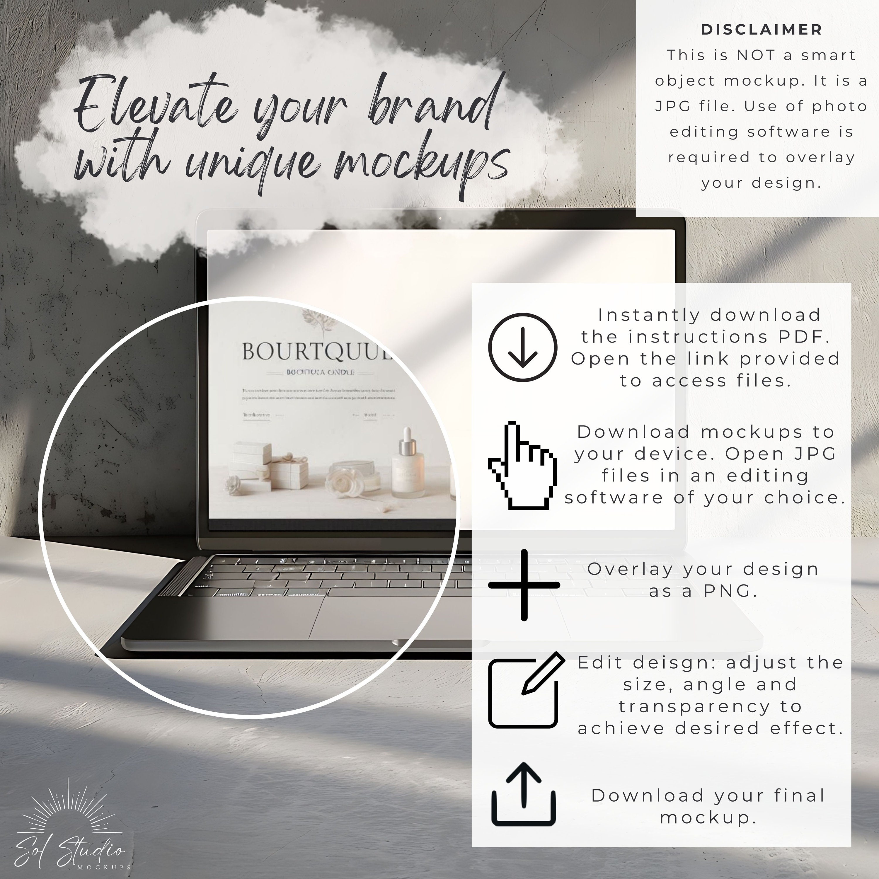 12 Minimalistic Stone Laptop Mockup Bundle | MacBook Pro Screen Mock ...
