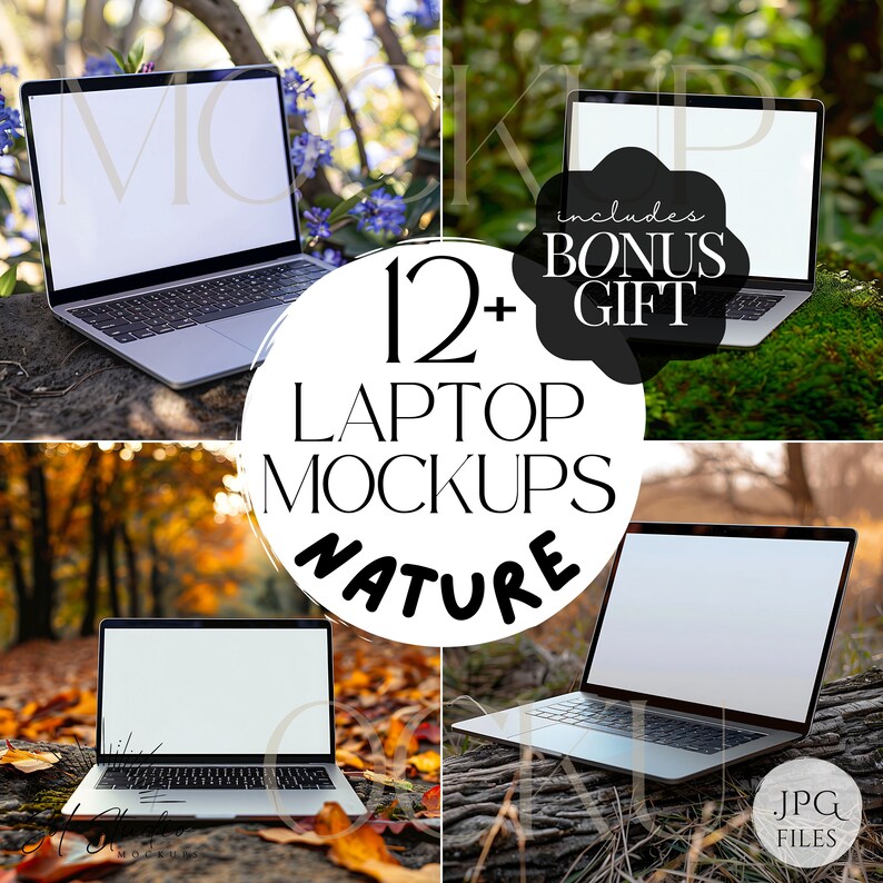 12+ Nature Laptop Mockup Bundle | Outdoor MacBook Pro Screen Mock Ups ...