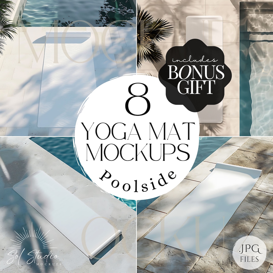 8 Poolside Yoga Mat Mockup Bundle | Blank Exercise Mat Mock Up, Yogamat ...