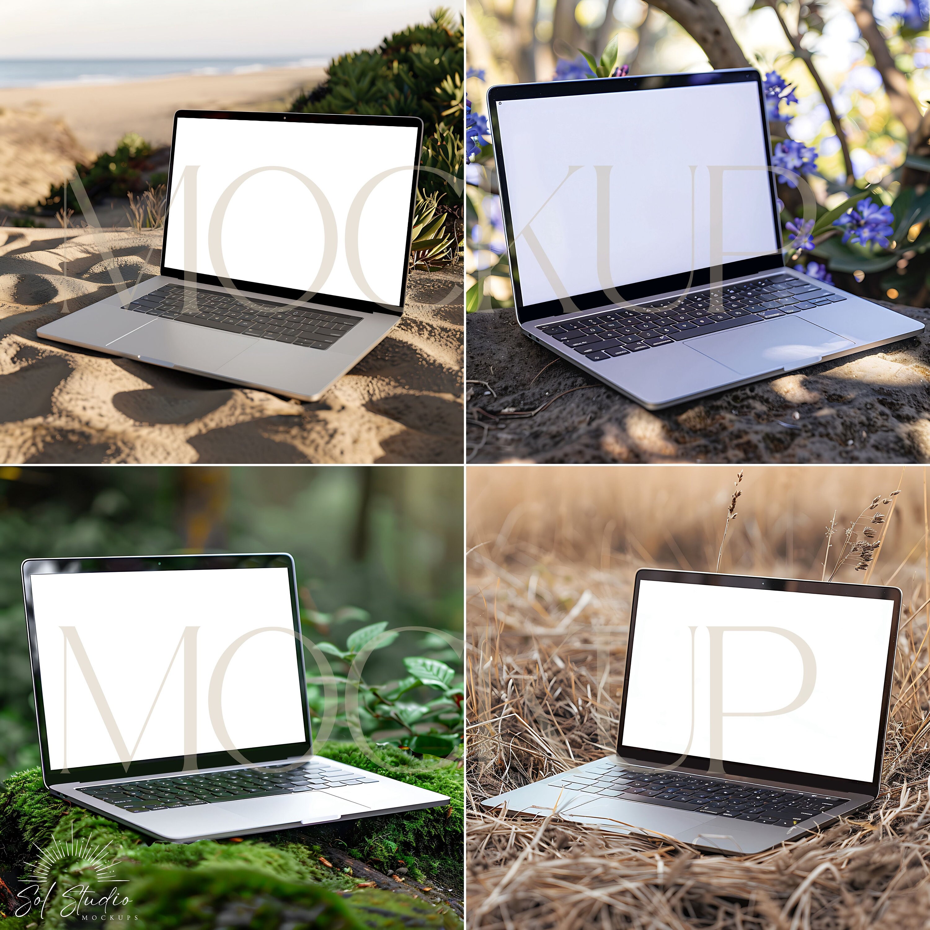12+ Nature Laptop Mockup Bundle | Outdoor MacBook Pro Screen Mock Ups ...