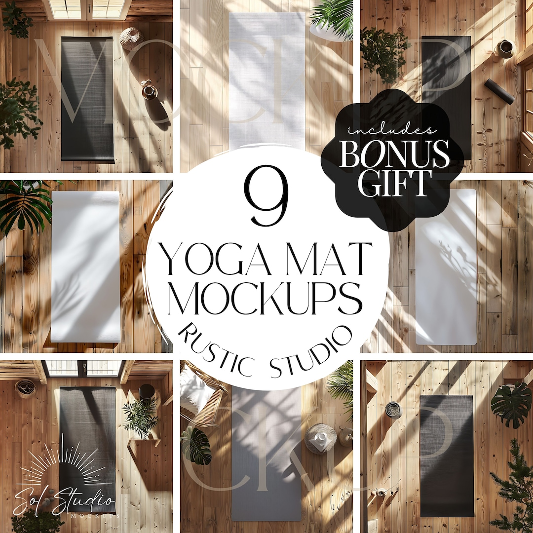 Yoga Mat Mockup Bundle | Rustic Studio Exercise Mat Mock Up, Yogamat ...