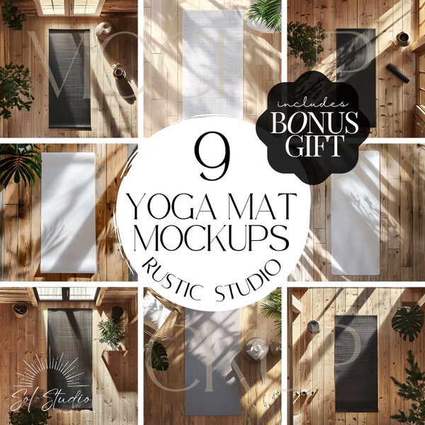 8 Yoga Mat Mockup Bundle Neutral Yoga Studio Product Mockups for Print ...