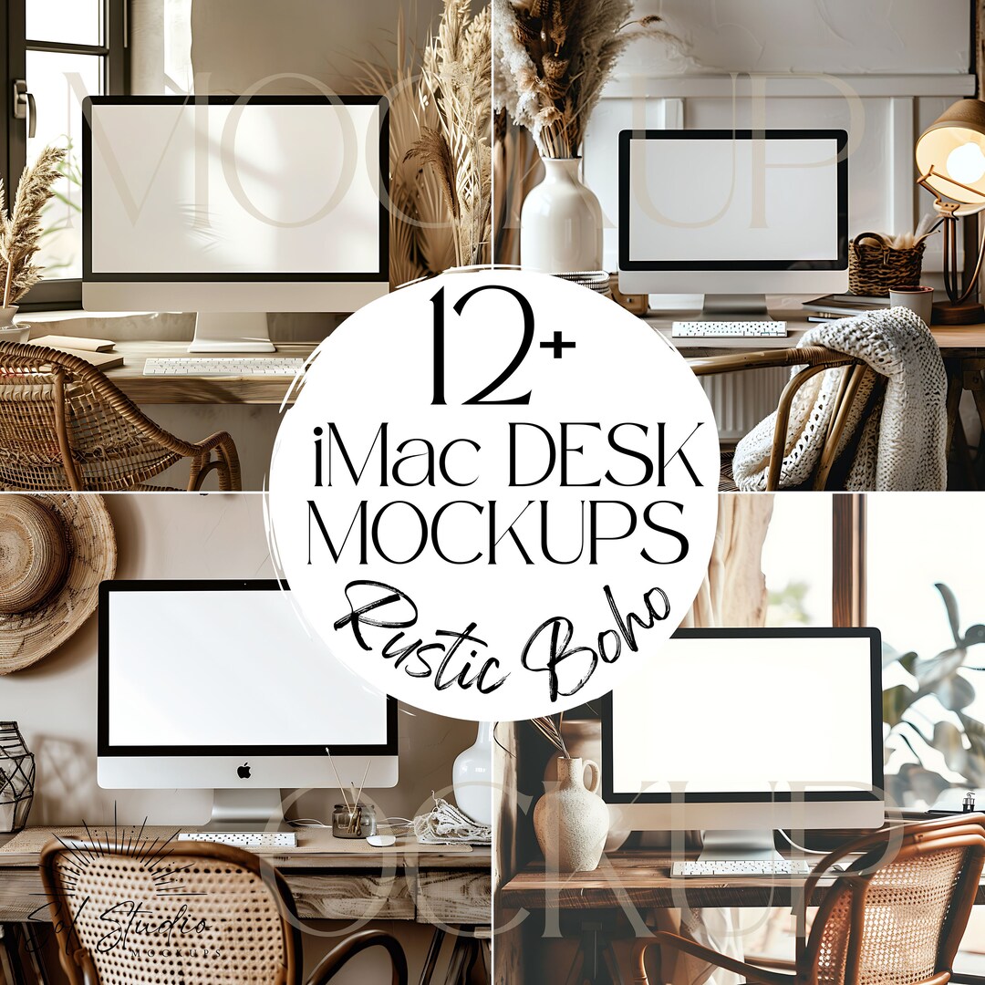 12+ Imac Mockup Bundle | Rustic Boho Device Mock Ups | Study Desk ...