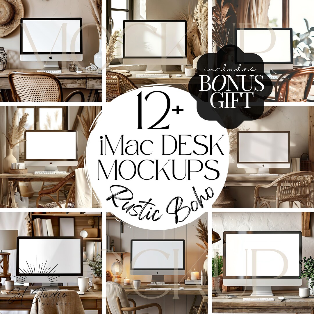 Rustic Desktop Computer Mockup Bundle | Imac Screen Mock-up, Web Mock ...