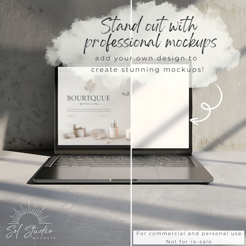 12 Minimalistic Stone Laptop Mockup Bundle | MacBook Pro Screen Mock ...