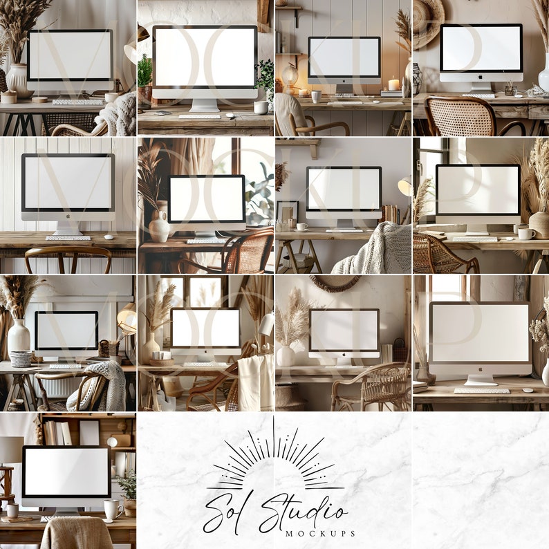 Rustic Desktop Computer Mockup Bundle | Imac Screen Mock-up, Web Mock ...