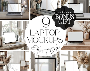 18 Tropical Villa Laptop Mockup Bundle Lux MacBook Pro Screen Mock Ups ...