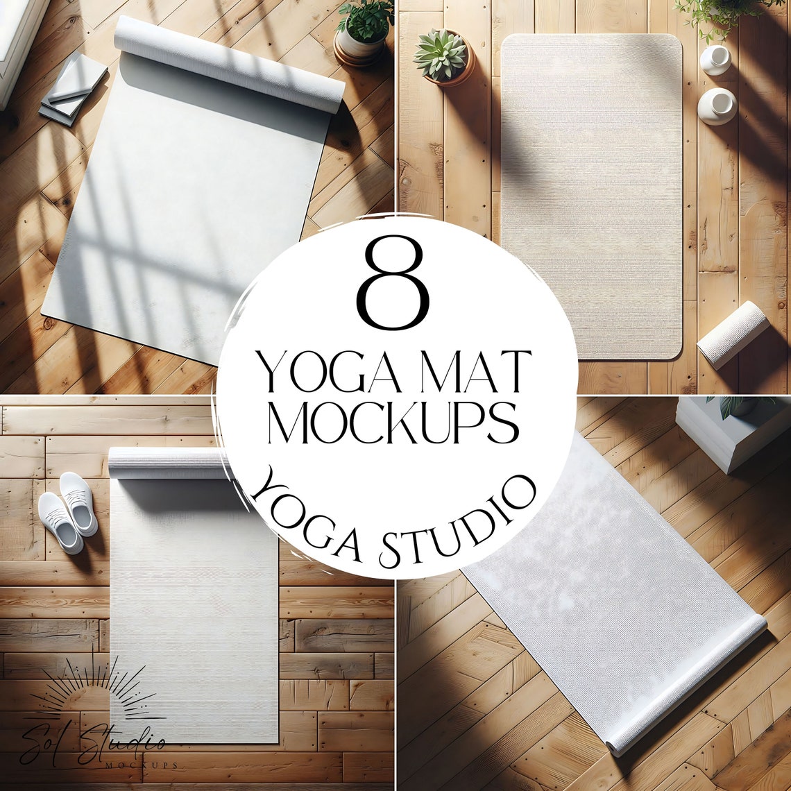 8 Yoga Mat Mockup Bundle | Neutral Yoga Studio Product Mockups for ...