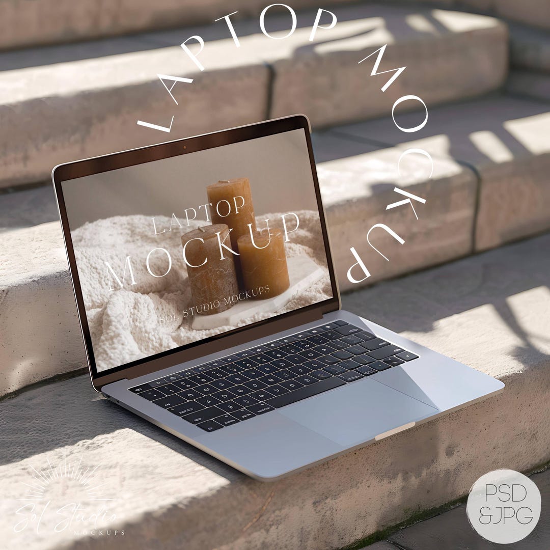 Laptop Mockup | Stone MacBook Pro Screen Mock Ups, Social Media Cover ...