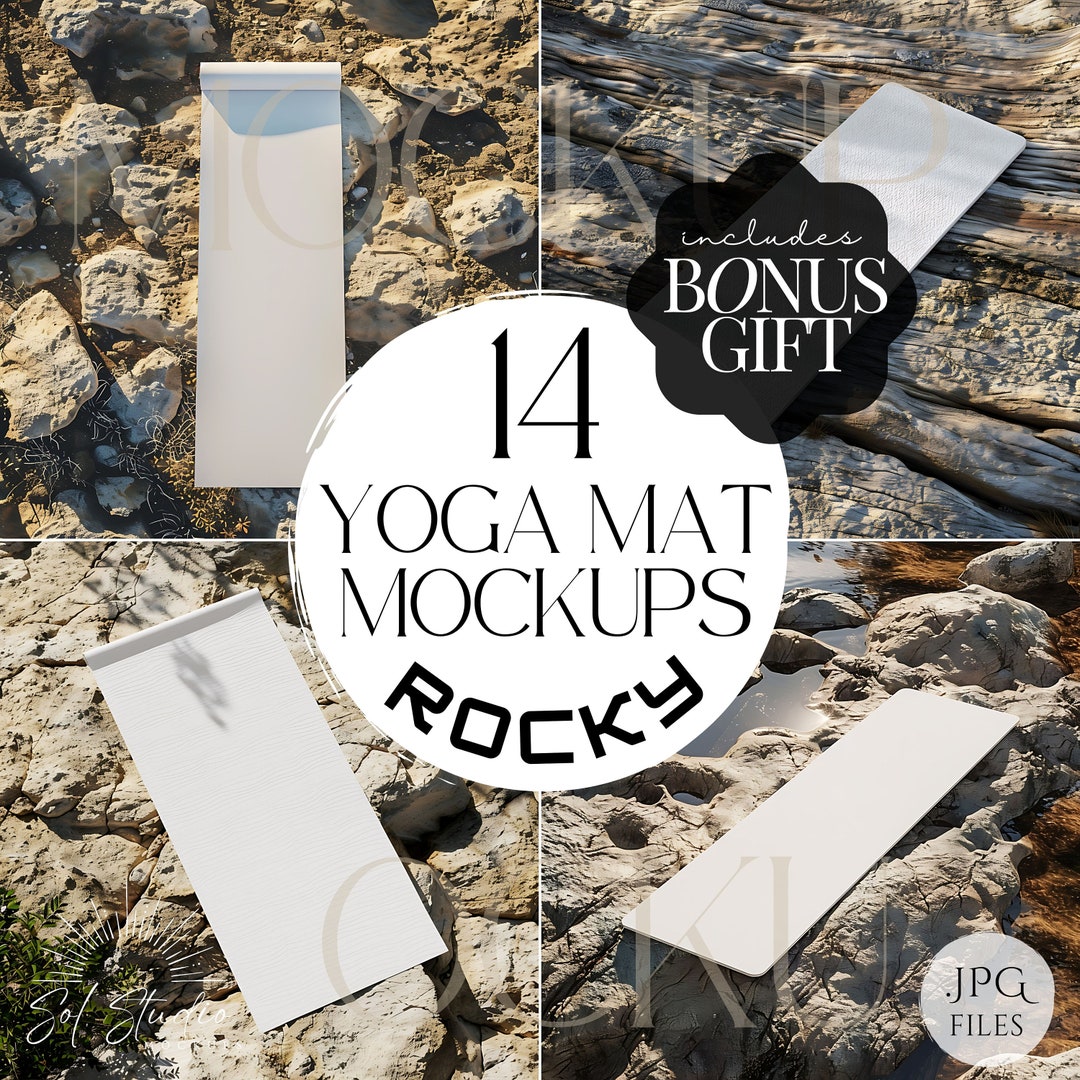 14 Yoga Mat Mockup Bundle | Rocky Surface Exercise Mat Mock Up, Yogamat ...