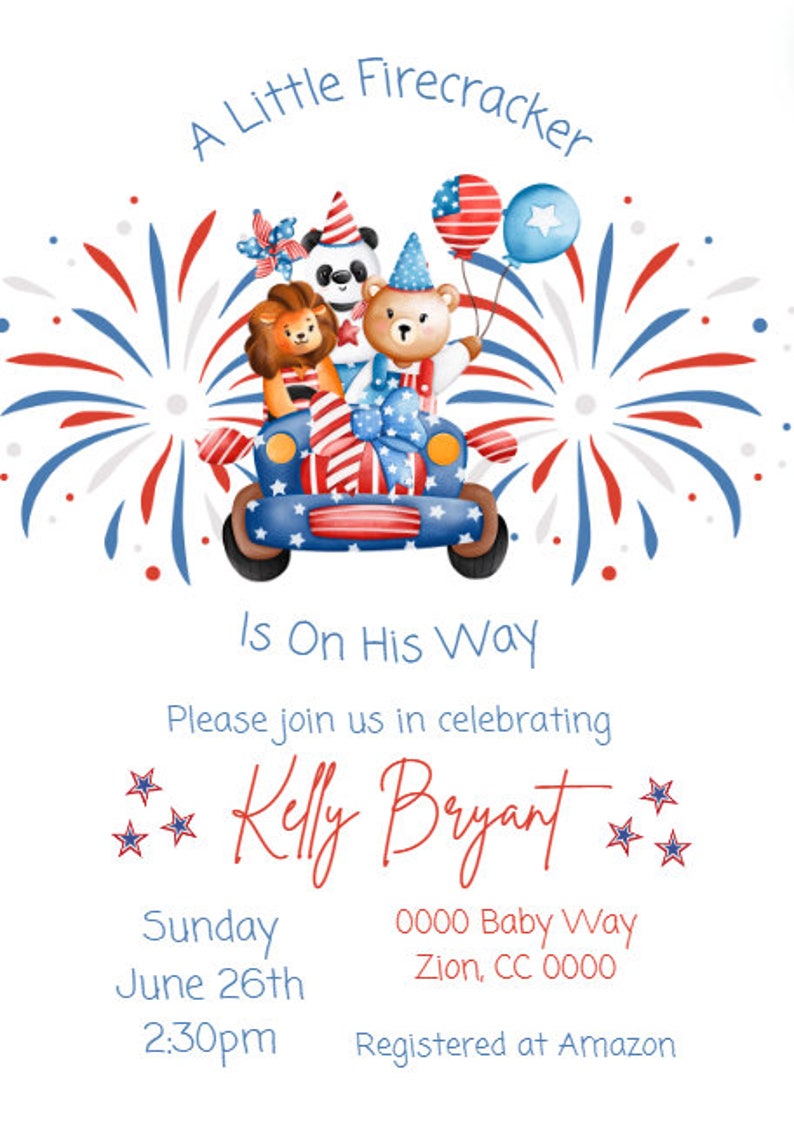 Firecracker Baby Shower Invitation - Etsy