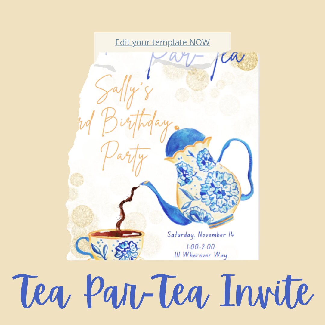 Tea Party Invitation Template - Etsy