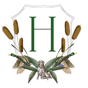 Family Crest - Duck Mallard - Black Lab Greenery Digital Watercolor ...