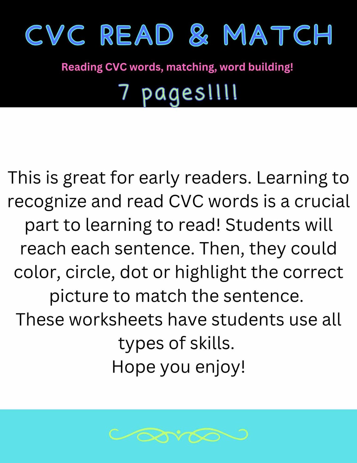 CVC Words Read and Match - Word Recognition - Reading - CVC - Etsy