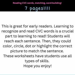 CVC Words Read and Match - Word Recognition - Reading - CVC - Etsy