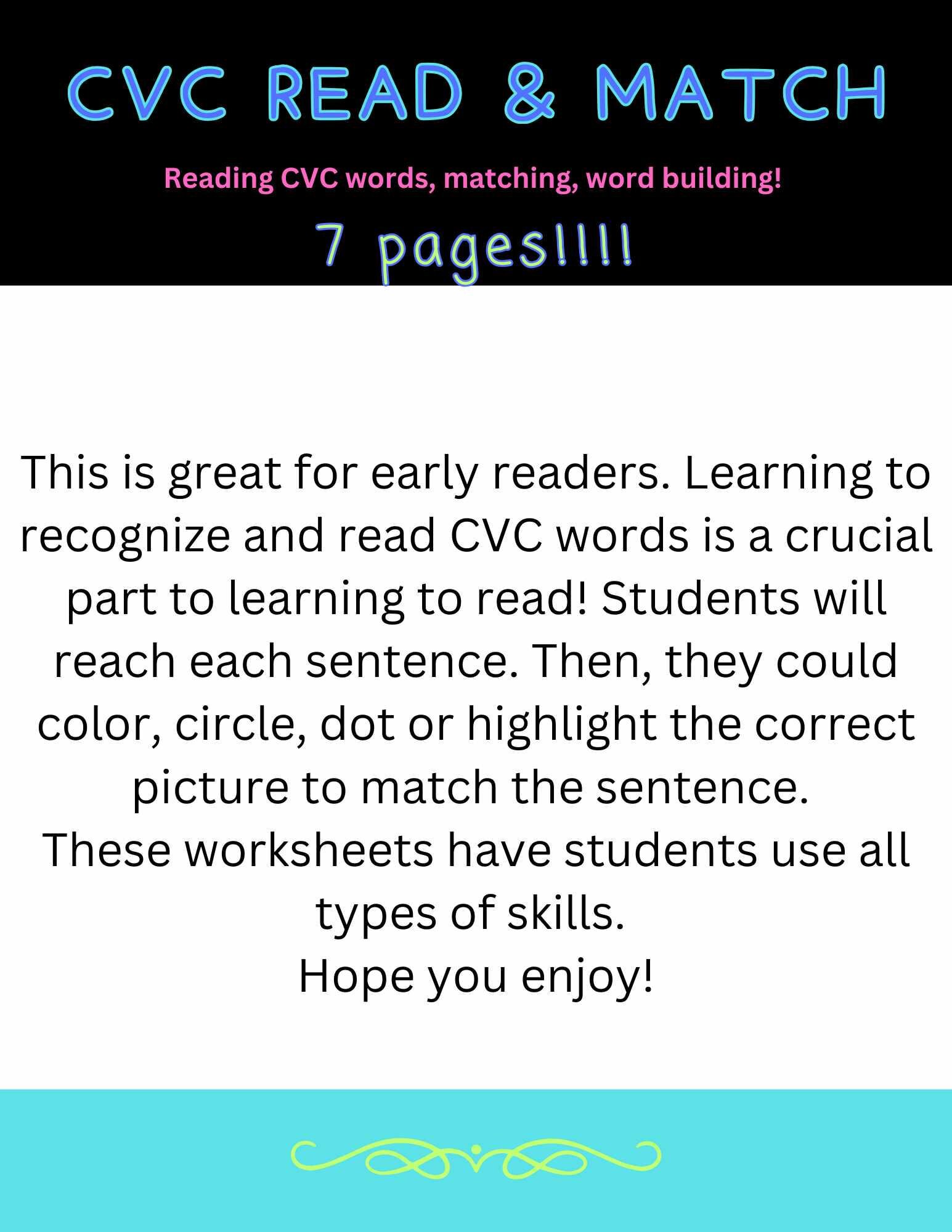 CVC Words Read and Match - Word Recognition - Reading - CVC - Etsy