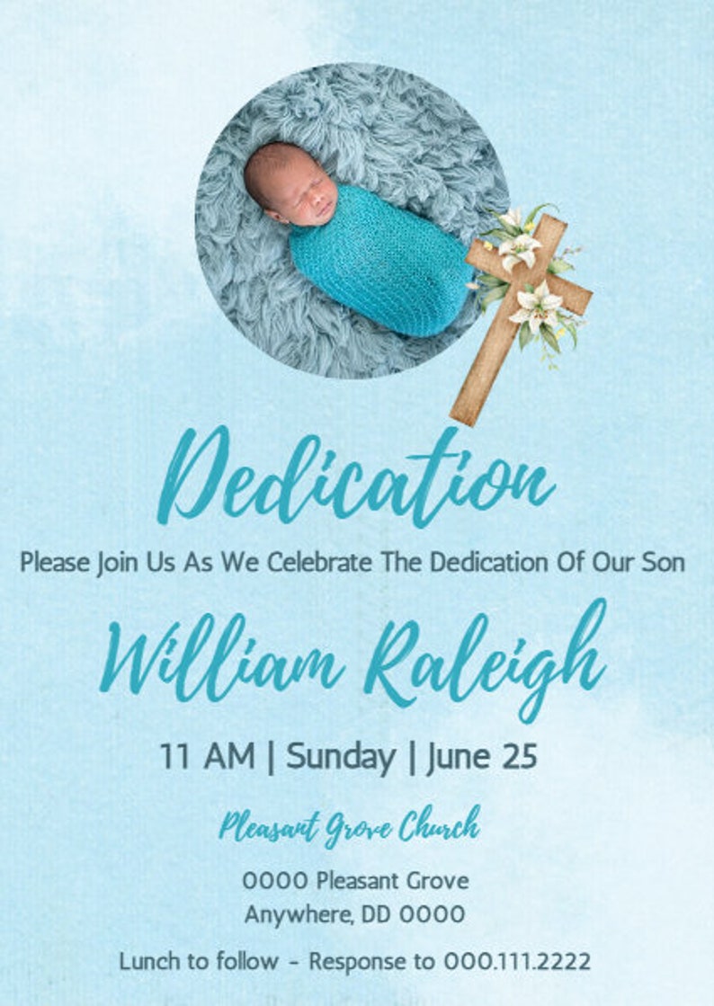 Baby Boy Dedication Invitation Template - Etsy