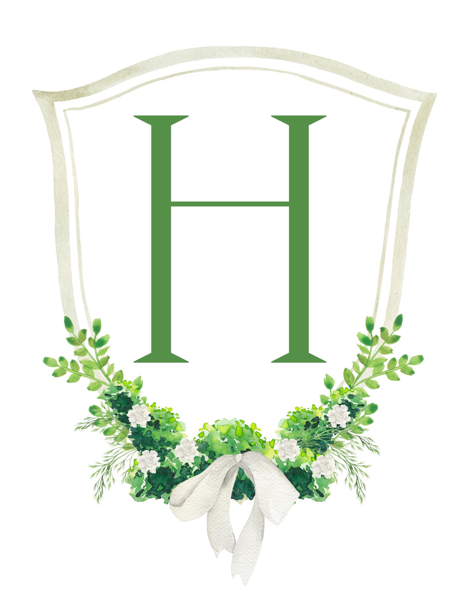 Family Crest - Wedding Ribbon Regency Greenery Digital Watercolor ...