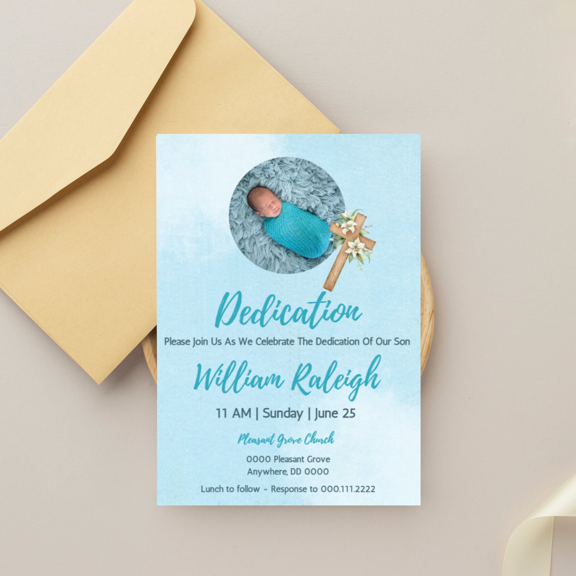Baby Boy Dedication Invitation Template - Etsy