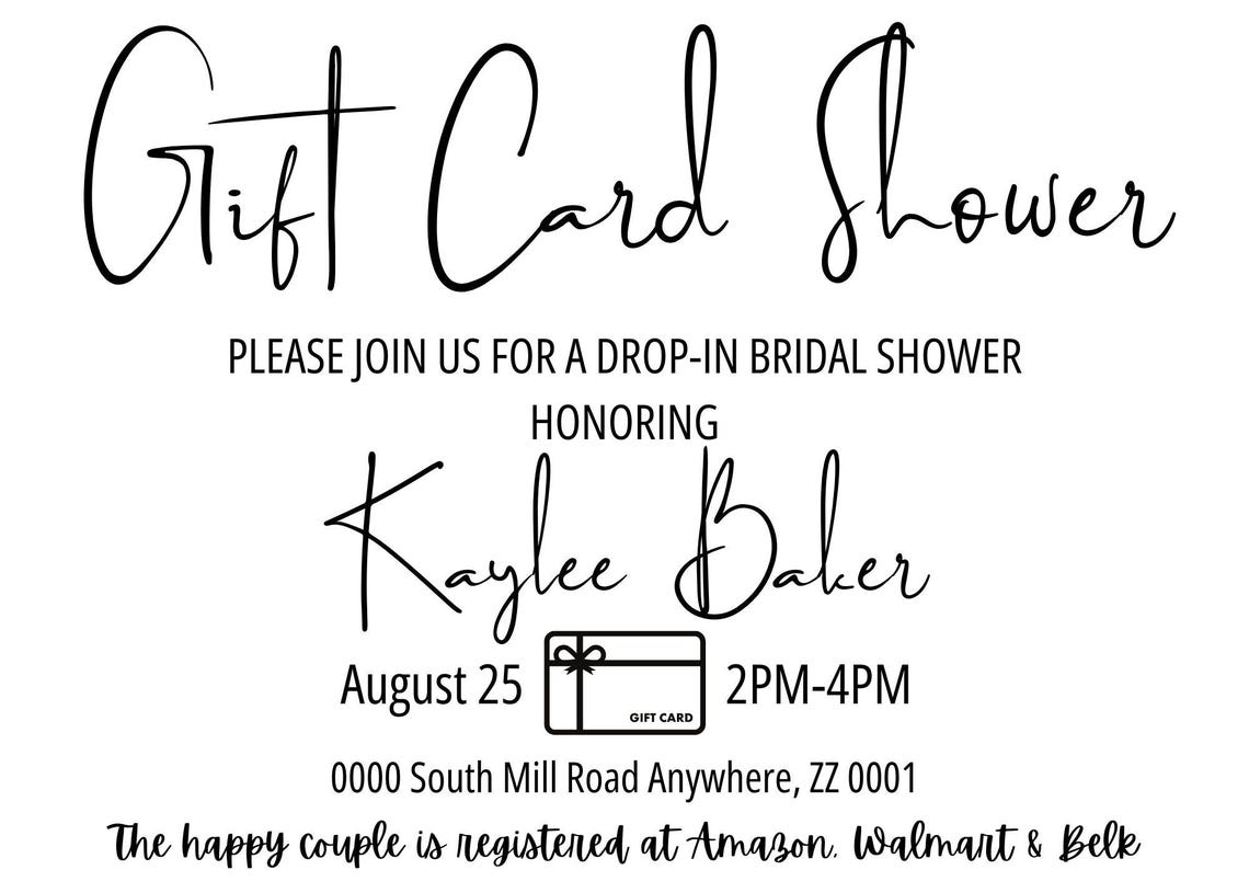 Gift Card Shower - Wedding Shower Gift Cards - Simple - Etsy