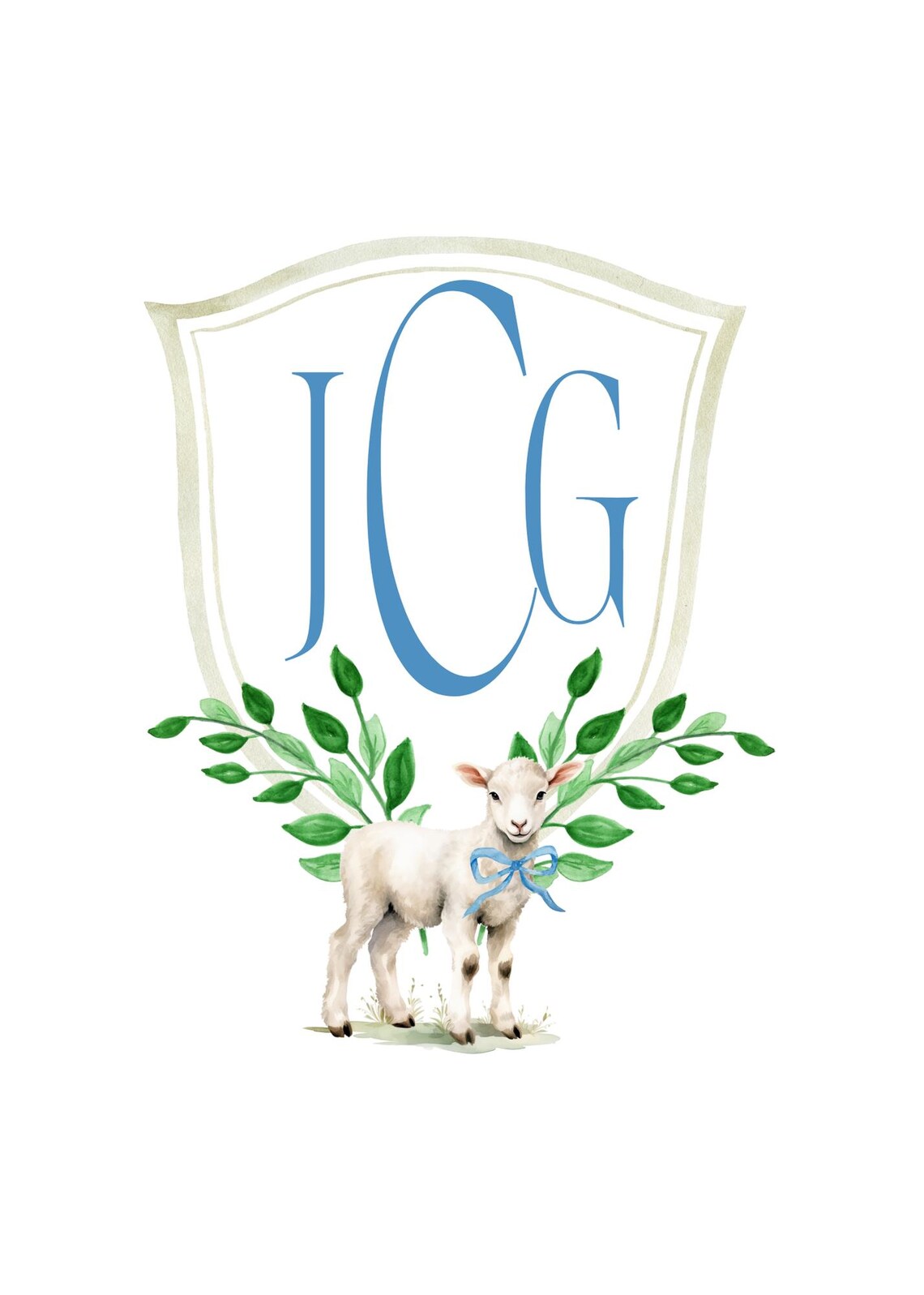 Watercolor Crest Clipart, Lamb Crests DIY, Invite, Boy Dedication ...