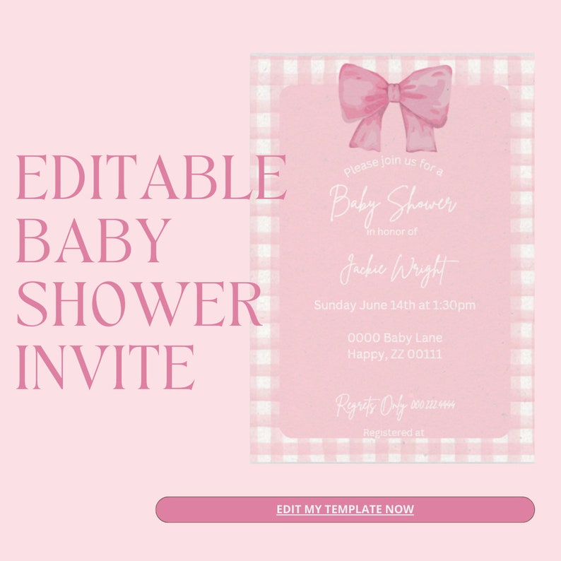 Baby Girl Shower Invitation Template - Etsy