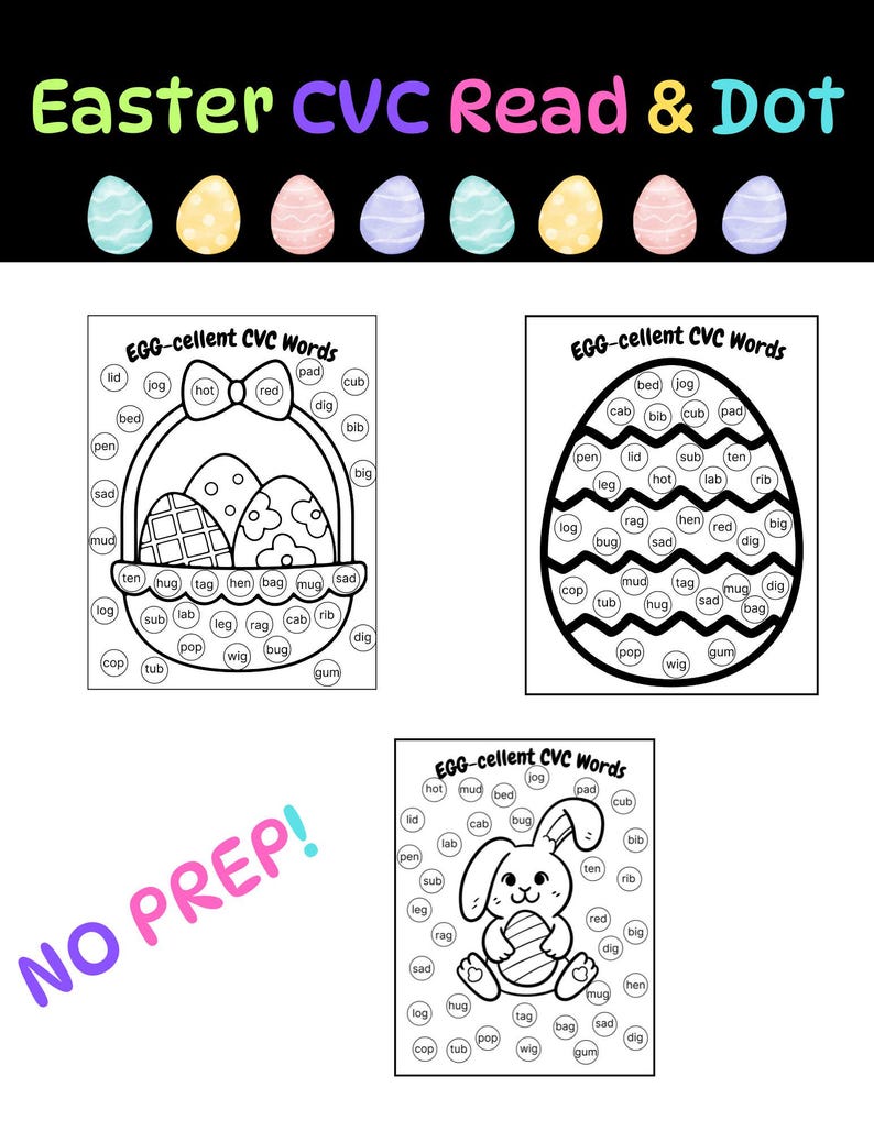 CVC Worksheets - Read & Color- Printable - No Prep - Easter - Eggs - Etsy