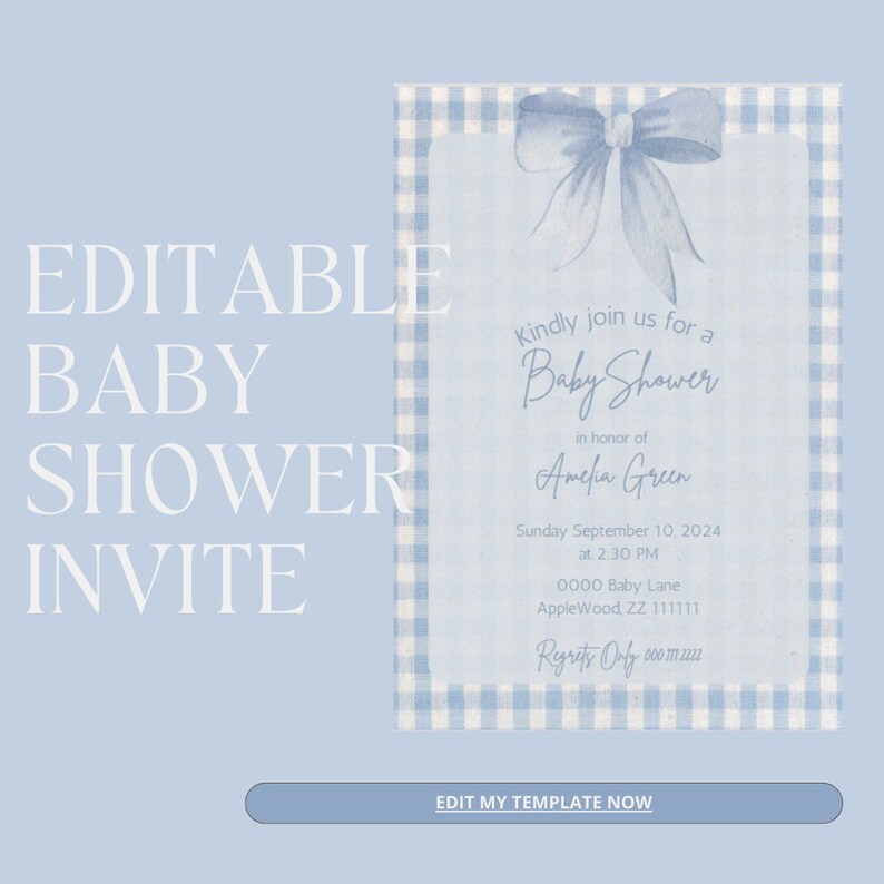 Baby Boy Shower Invite Template - Etsy