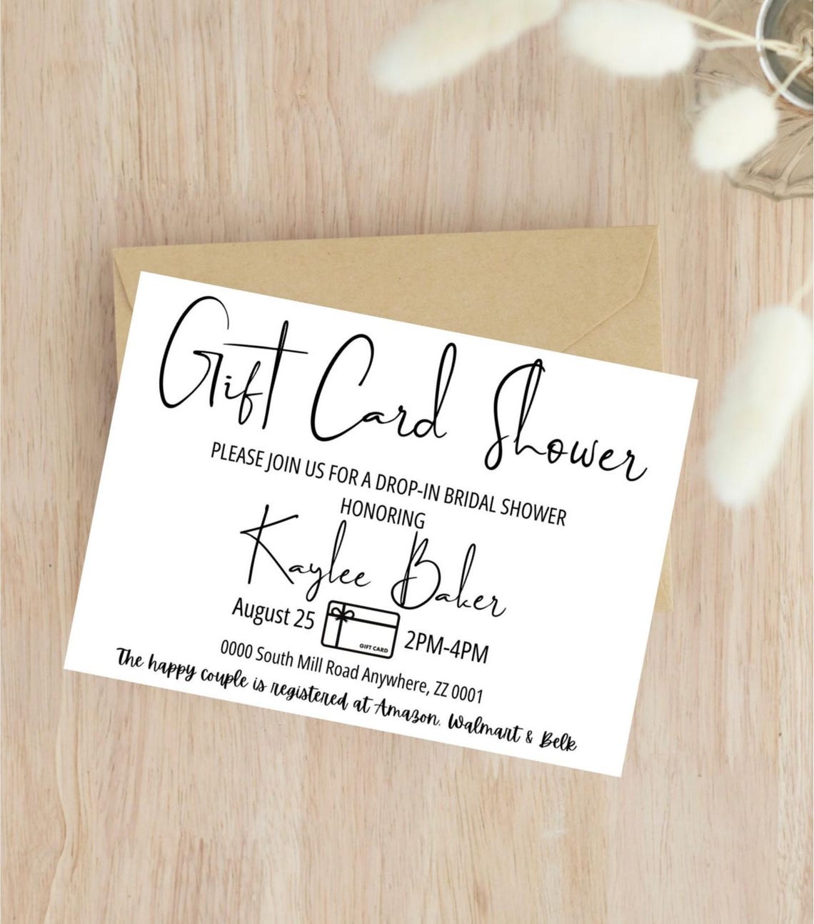 Gift Card Shower - Wedding Shower Gift Cards - Simple - Etsy