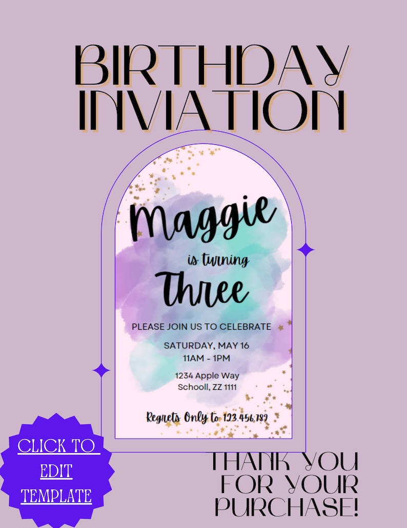 Editable Birthday Invitation - Etsy