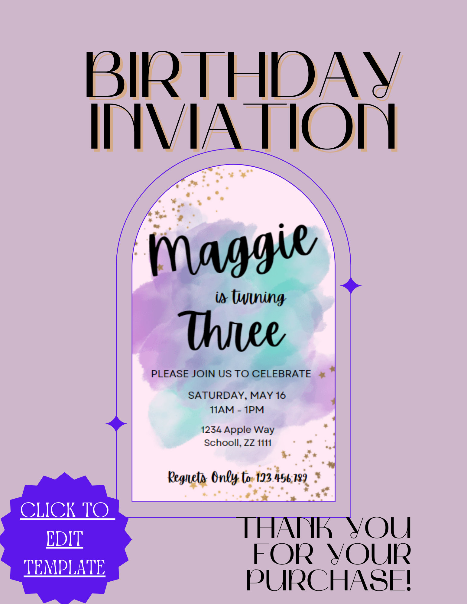 Editable Birthday Invitation - Etsy