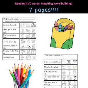 CVC Words Read and Match - Word Recognition - Reading - CVC - Etsy