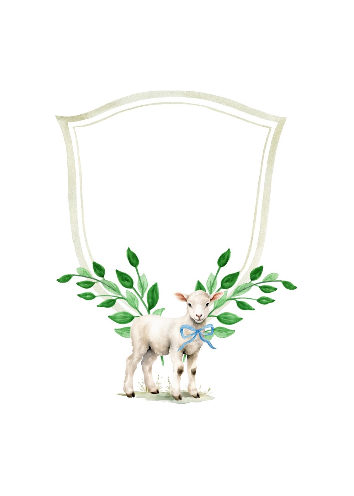 Watercolor Crest Clipart, Lamb Crests DIY, Invite, Boy Dedication ...