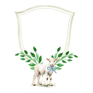 Watercolor Crest Clipart, Lamb Crests DIY, Invite, Boy Dedication ...