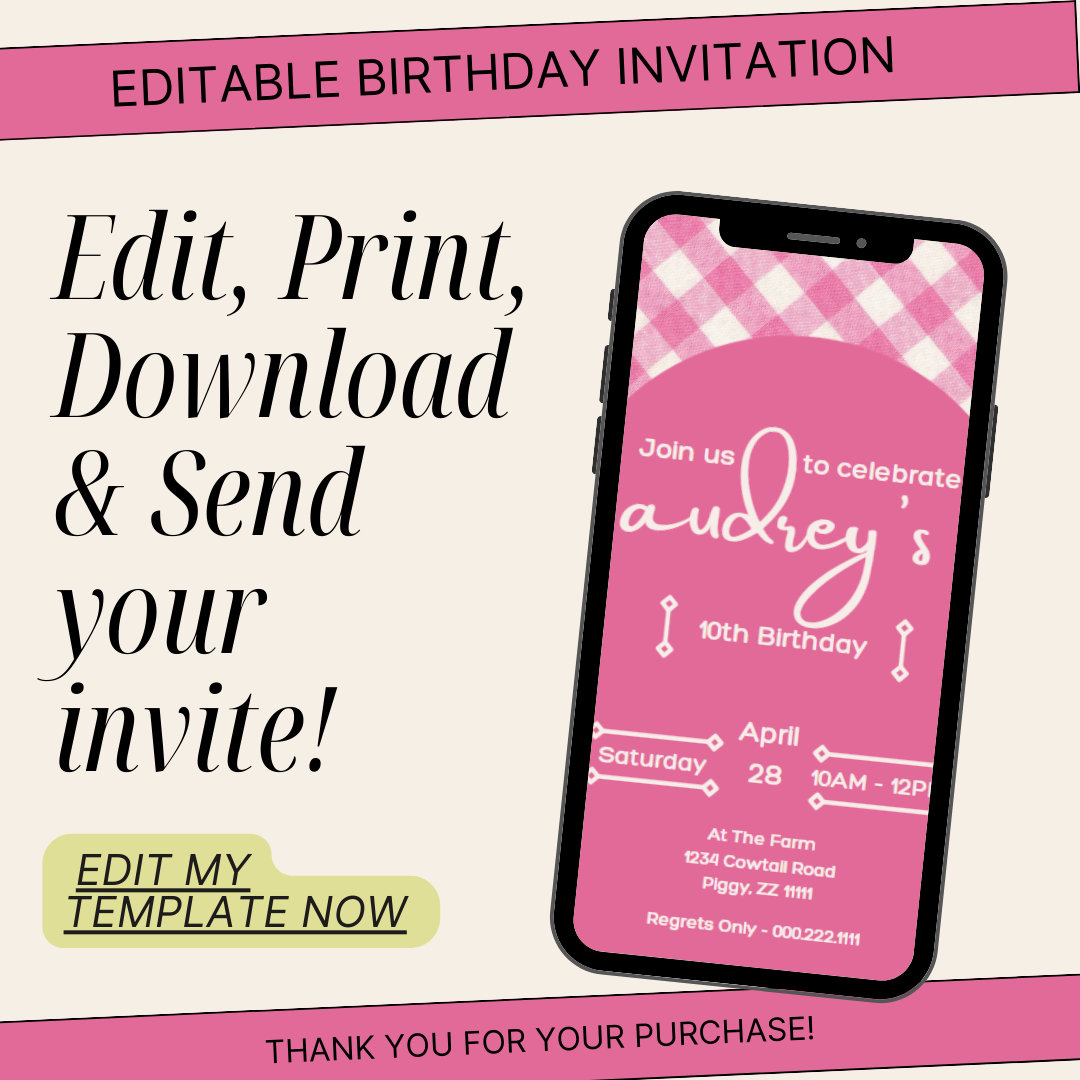 Editable Birthday Invitation - Etsy