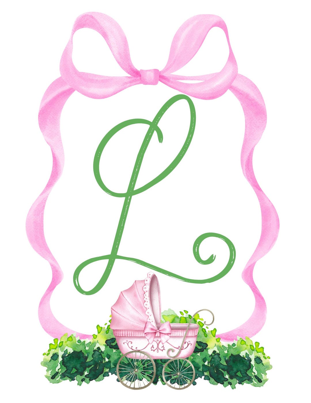 Family Crest - Pink Ribbon Regency Crest - Baby Girl Carriage - Bow - Etsy