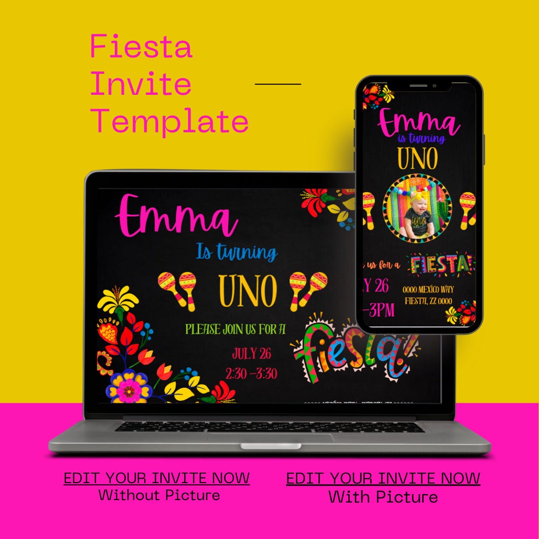 Uno/fiesta Birthday Invite Template - Etsy