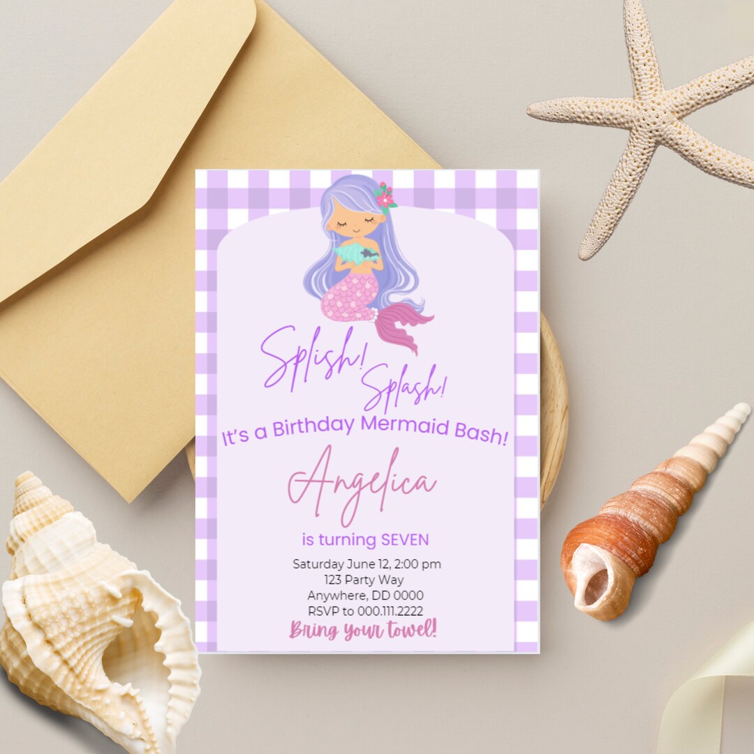 Mermaid Birthday Invitation Template - Etsy