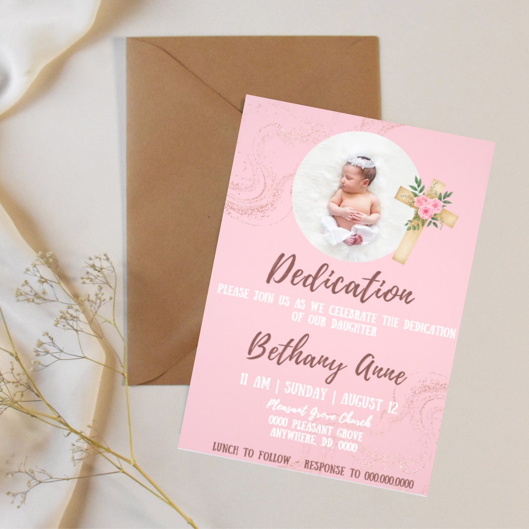 Baby Girl Dedication Invitation Template - Etsy