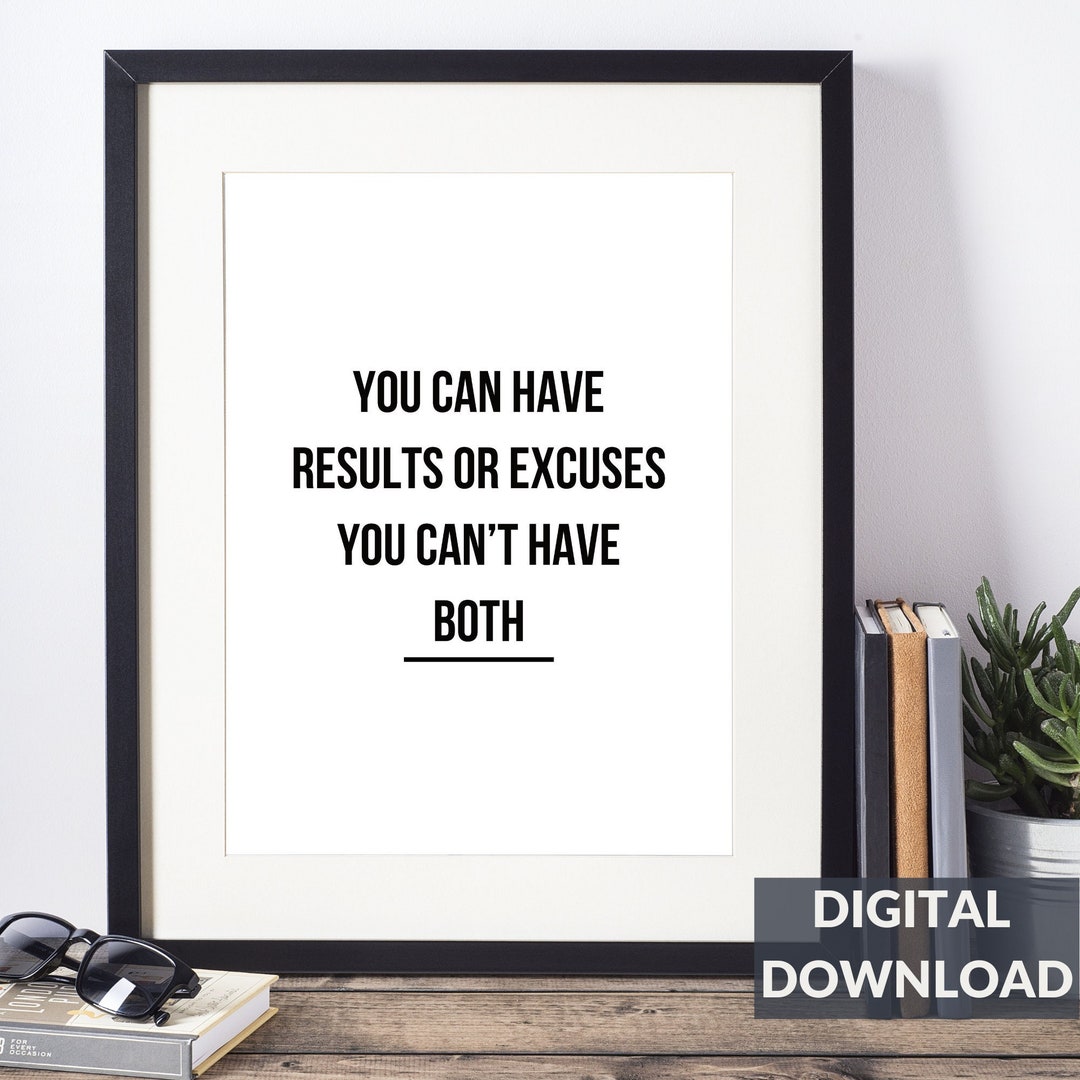 You Can Have Results or Excuses - Bold Motivational Wall Art ...