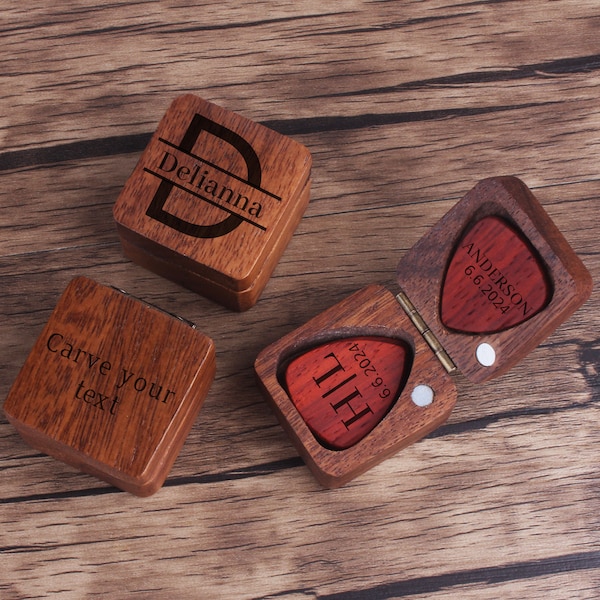 Wooden Guitar Pick Storage Case - Etsy