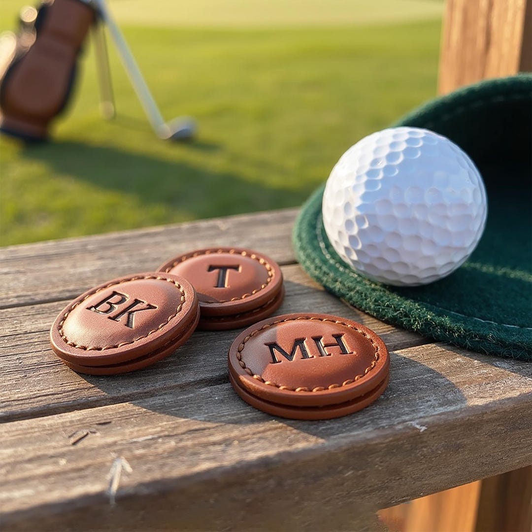 Personalized Leather Golf Ball Marker – Engraved Golf Gift - Etsy